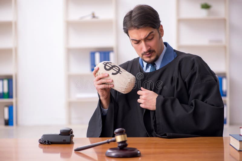 Young Male Judge Working in the Courtroom Stock Image - Image of ...