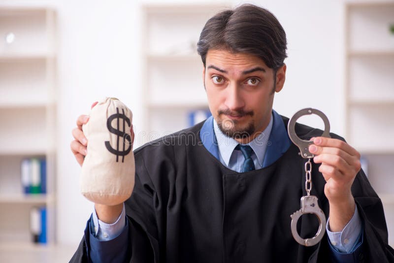 Young Male Judge Working in the Courtroom Stock Image - Image of lawyer ...