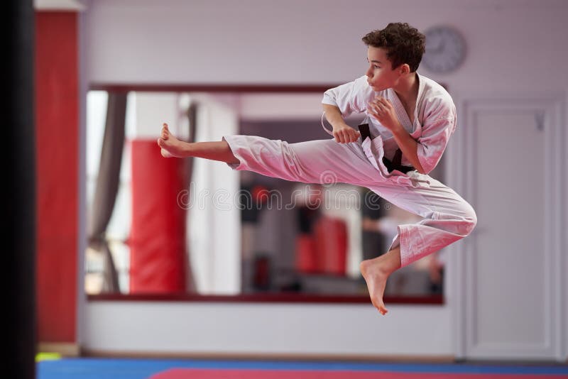 Young Karate Student Executing a Kata Stock Image - Image of fight ...
