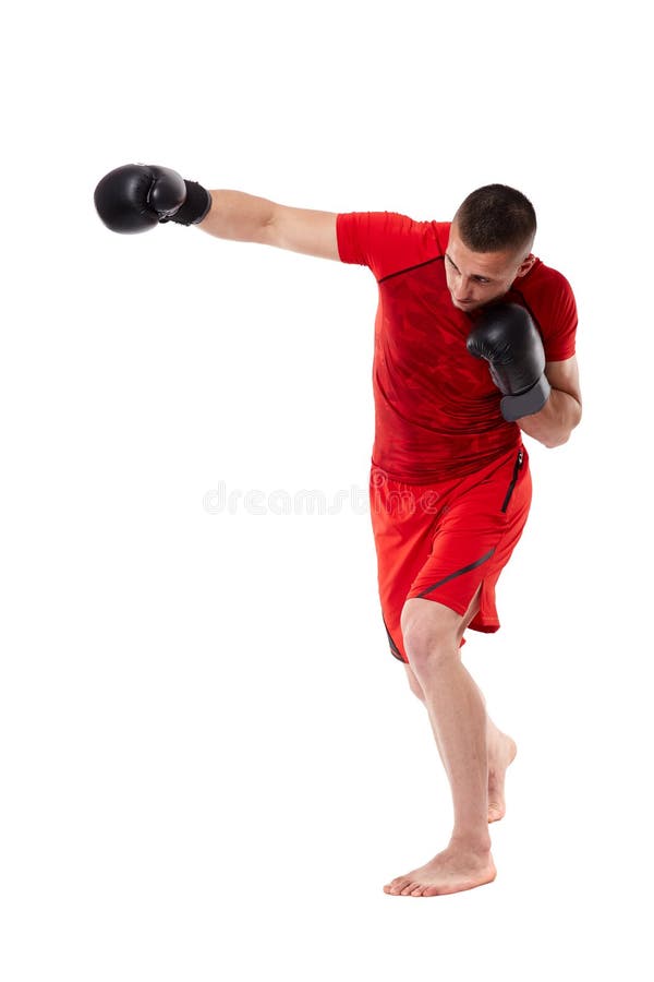 Young Kickbox Fighter on White Stock Image - Image of health, exercise ...