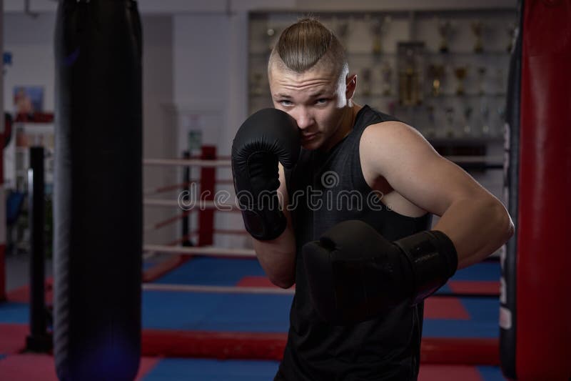 Kickboxer Training in a Kickboxing Club Stock Photo - Image of ...