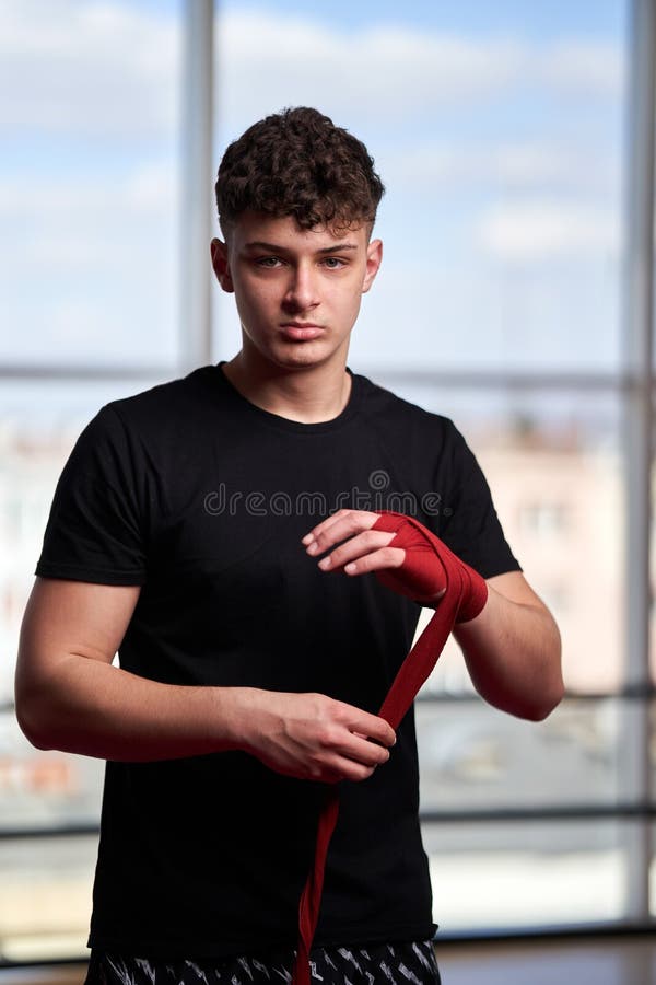 Young Kickboxer Wrapping His Hands Stock Photo - Image of adult, person ...