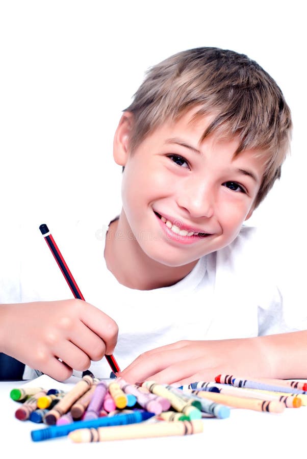 Young kid drawing. stock photo. Image of caucasian, little - 23221636