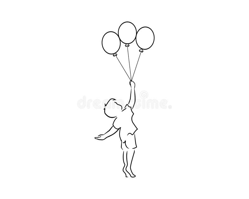 Boy Holding Balloons Hand Stock Illustrations – 261 Boy Holding ...