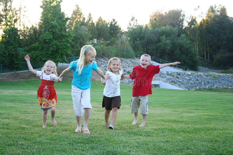 Young Kids Playing and Running Stock Image - Image of casual, choice ...