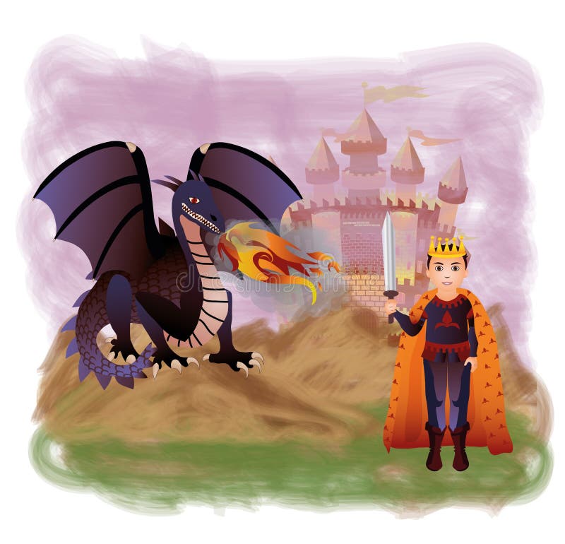 Young King and Magic Dragon Stock Vector - Illustration of kingdom ...