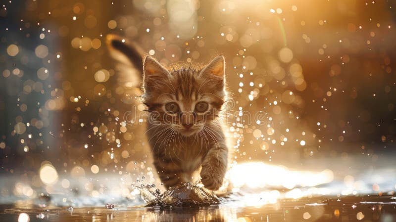 Young Kitten Walking Warm Backlight Stock Photos - Free & Royalty-Free ...