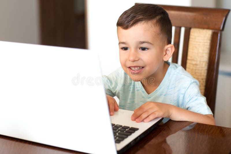 Young Lad Exploring Internet Neighborhood Stock Photo - Image of ...
