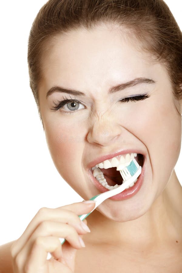 Young Lady Brushing Her Teeth Stock Image - Image of beauty, natural ...