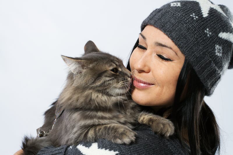 Lady and Cat stock photo. Image of attractive, beauty - 22758872