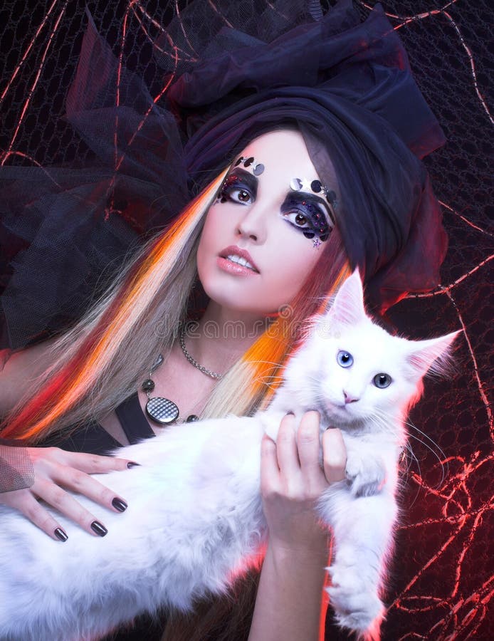 Young lady with cat. stock photo. Image of gothic, creative - 37687238