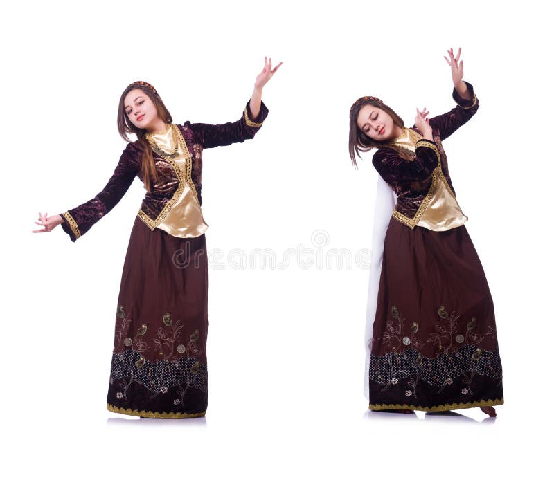 The Young Lady Dancing Traditional Azeri Dance Stock Image - Image of ...