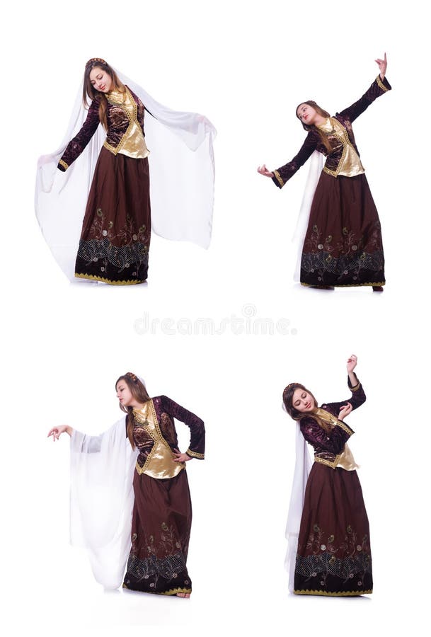 The Young Lady Dancing Traditional Azeri Dance Stock Image - Image of ...