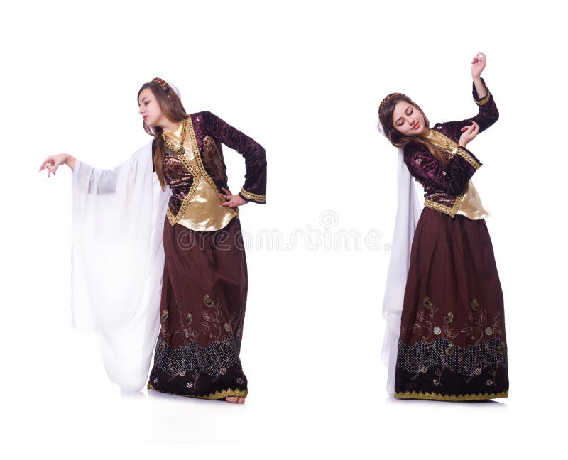 The Young Lady Dancing Traditional Azeri Dance Stock Photo - Image of ...