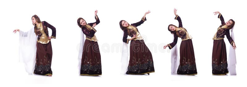 The Young Lady Dancing Traditional Azeri Dance Stock Image - Image of ...