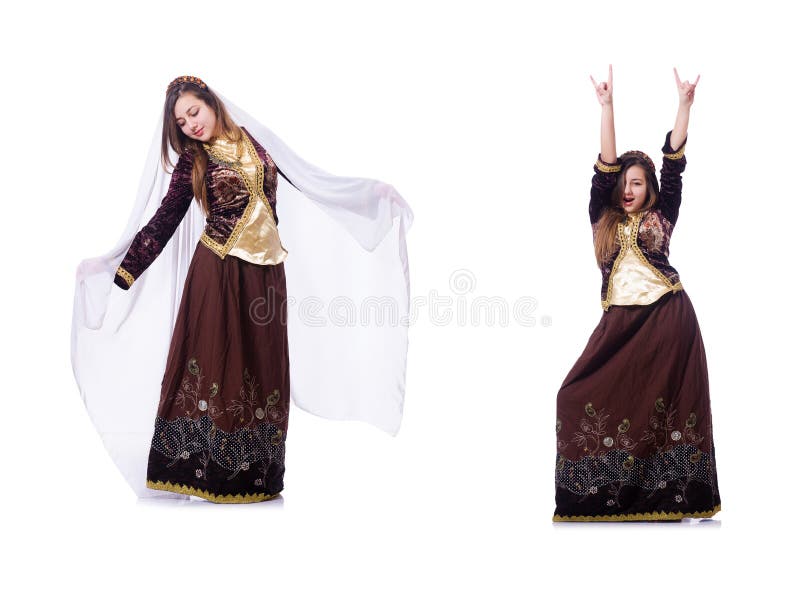 The Young Lady Dancing Traditional Azeri Dance Stock Image - Image of ...