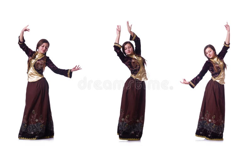 The Young Lady Dancing Traditional Azeri Dance Stock Photo - Image of ...