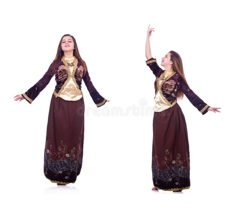 The Young Lady Dancing Traditional Azeri Dance Stock Photo - Image of ...