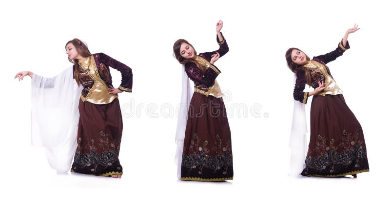 The Young Lady Dancing Traditional Azeri Dance Stock Image - Image of ...