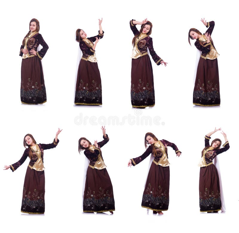 The Young Lady Dancing Traditional Azeri Dance Stock Photo - Image of ...