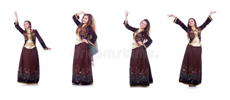 The Young Lady Dancing Traditional Azeri Dance Stock Photo - Image of ...