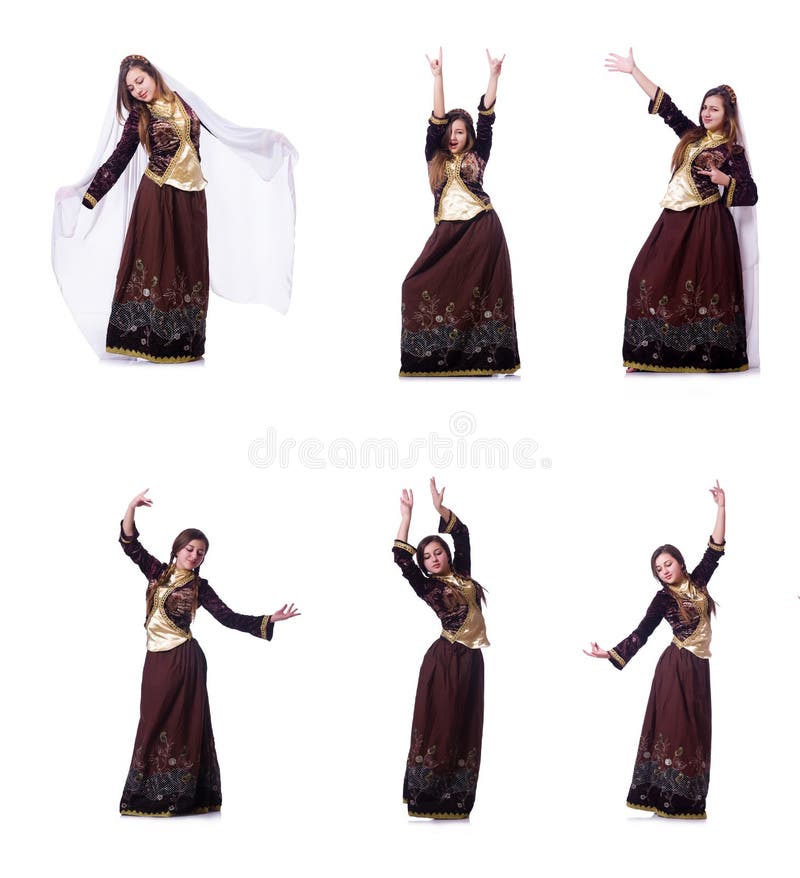 The Young Lady Dancing Traditional Azeri Dance Stock Image - Image of ...
