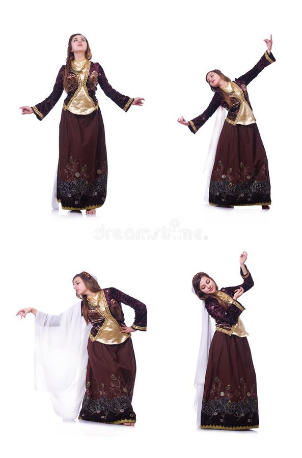 The Young Lady Dancing Traditional Azeri Dance Stock Image - Image of ...