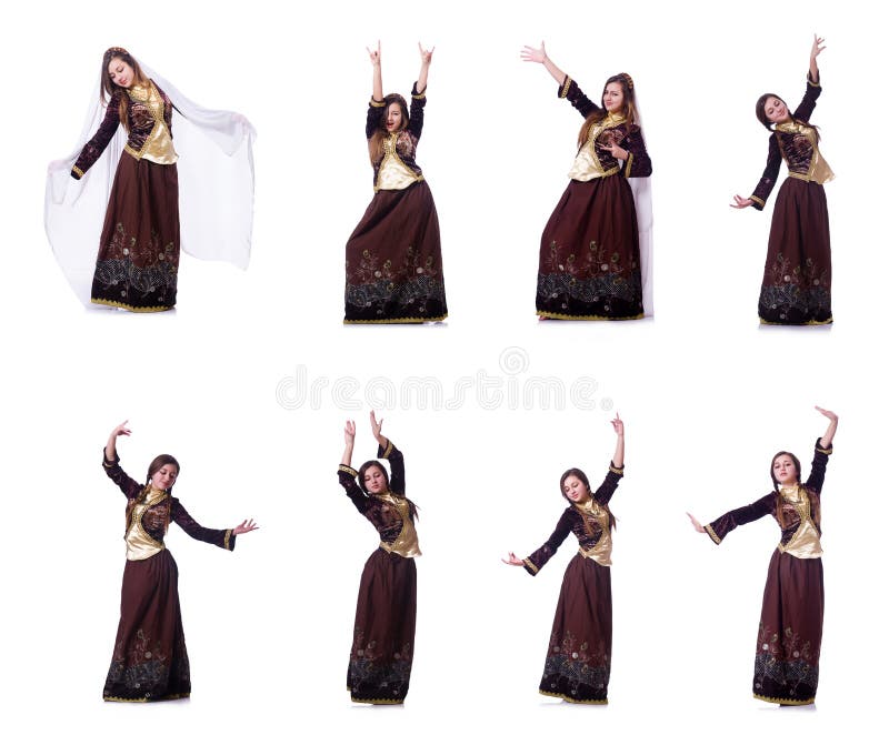 The Young Lady Dancing Traditional Azeri Dance Stock Image - Image of ...
