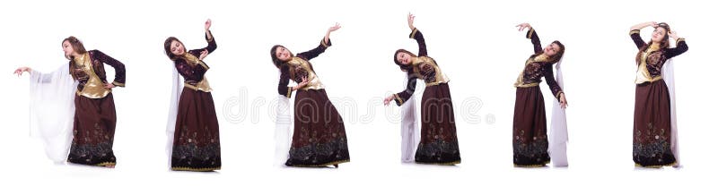 The Young Lady Dancing Traditional Azeri Dance Stock Photo - Image of ...