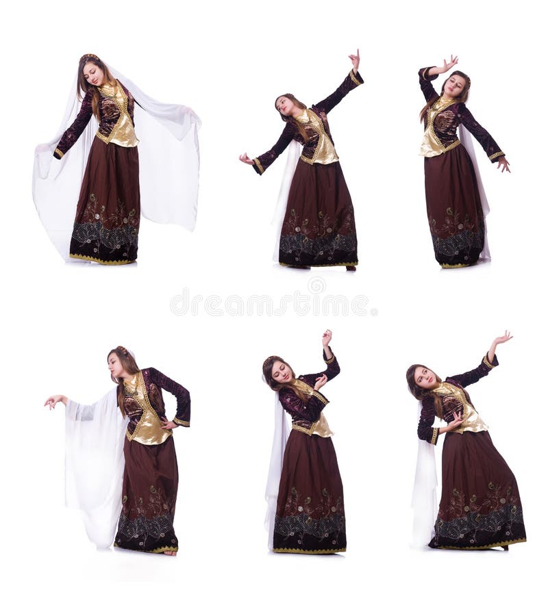 The Young Lady Dancing Traditional Azeri Dance Stock Photo - Image of ...