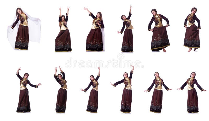 The Young Lady Dancing Traditional Azeri Dance Stock Image - Image of ...