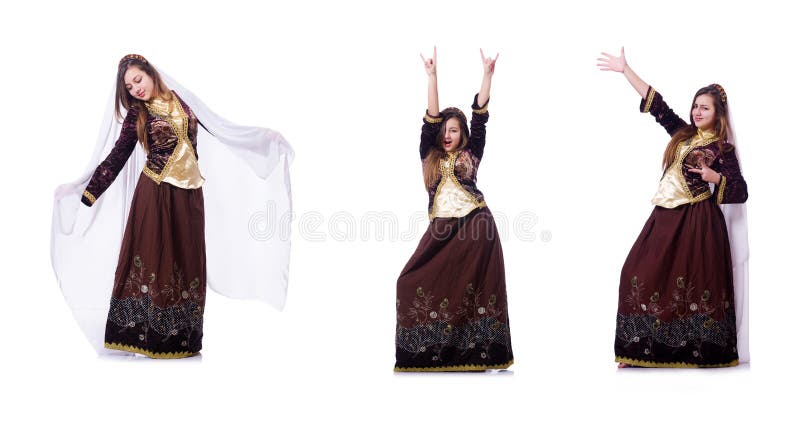 The Young Lady Dancing Traditional Azeri Dance Stock Photo - Image of ...