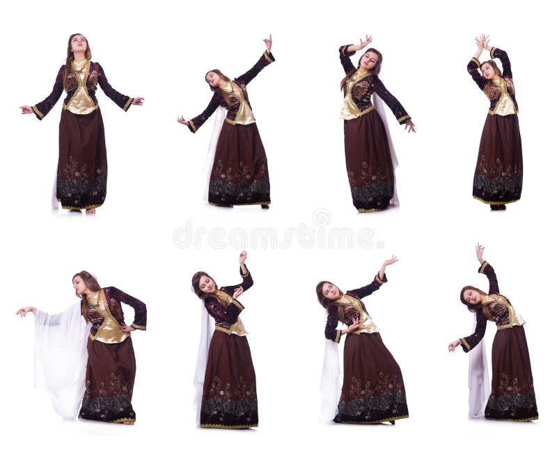 The Young Lady Dancing Traditional Azeri Dance Stock Image - Image of ...