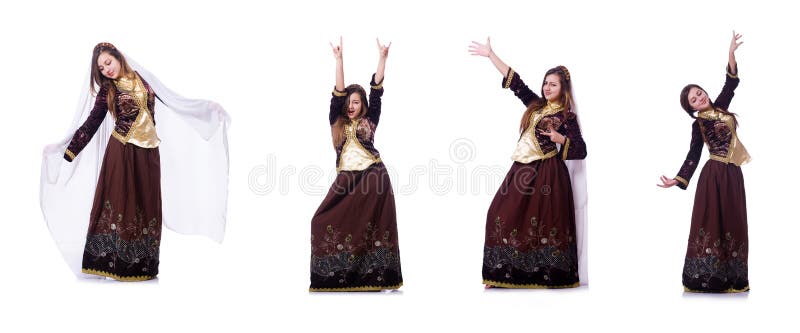The Young Lady Dancing Traditional Azeri Dance Stock Image - Image of ...