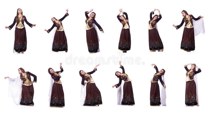 The Young Lady Dancing Traditional Azeri Dance Stock Image - Image of ...
