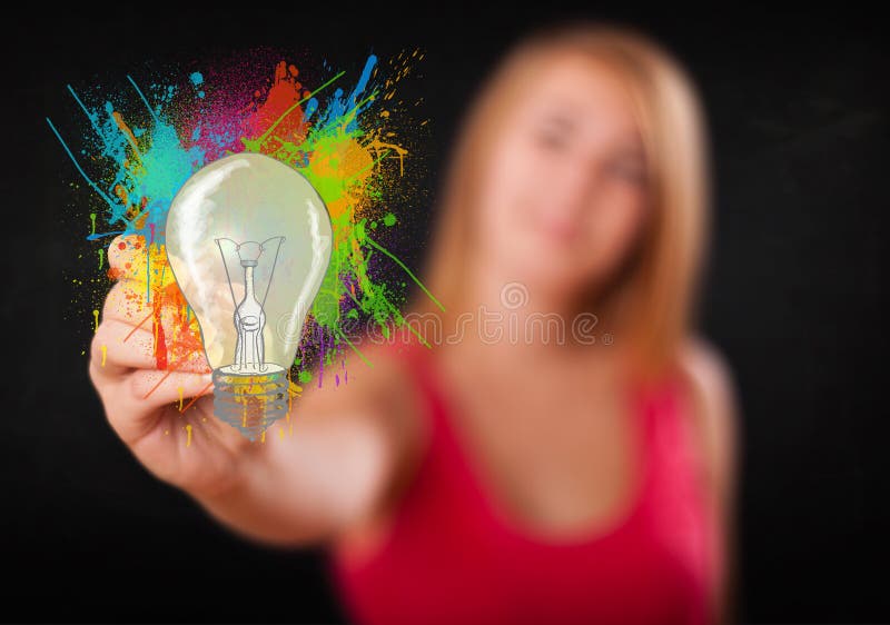Young Lady Holding Cloud Balloon Drawing Stock Illustration ...