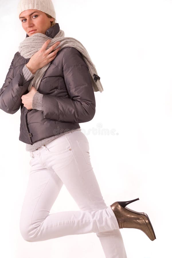 Young Lady Dressed Winter Clothes Stock Image - Image of looking ...
