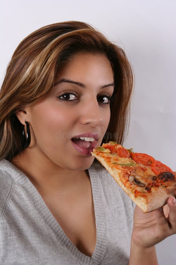 Young lady eating pizza stock photo. Image of attractive - 3893118