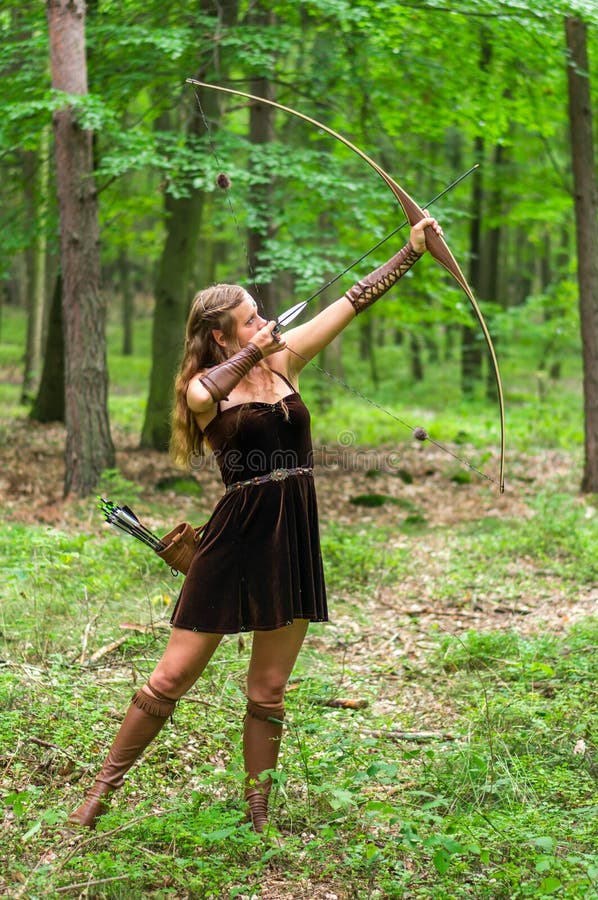 Young Lady Elf with a Long Bow Stock Image - Image of arrow, miss: 78887643