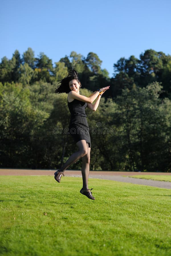 Young Lady Flying Over Lawn Stock Image - Image of nice, active: 11563401