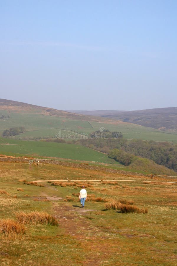 Young Lady on Footpath, Moorland, Nicky Nook Fell Stock Image - Image ...