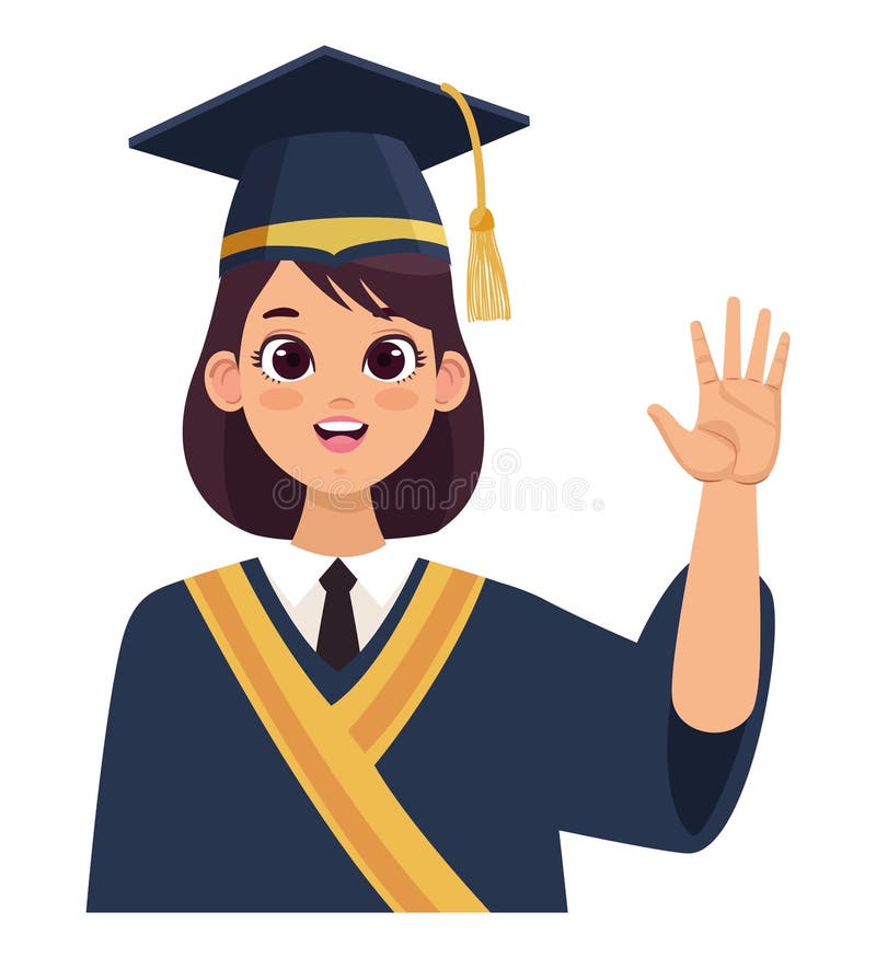Young Lady Graduate Character Stock Vector - Illustration of hand ...