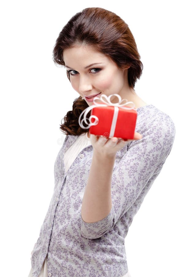 Young lady hands a gift stock photo. Image of girl, congratulate - 26127318
