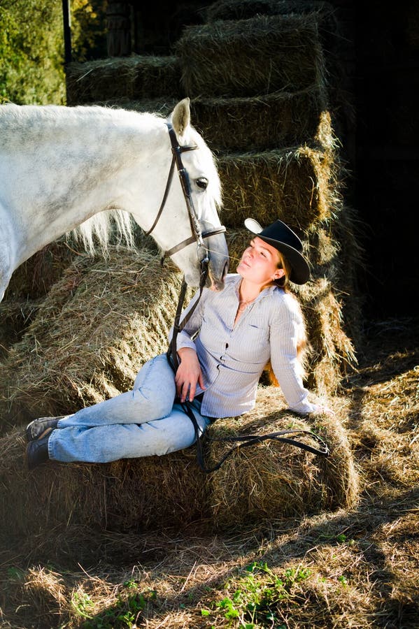Young Lady Hugging Her Horse Stock Image - Image of hugging, caucasian ...