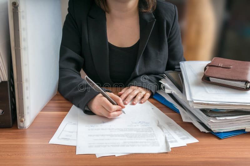 Young Lady (lawyer) in Writing in Office Stock Image - Image of ...