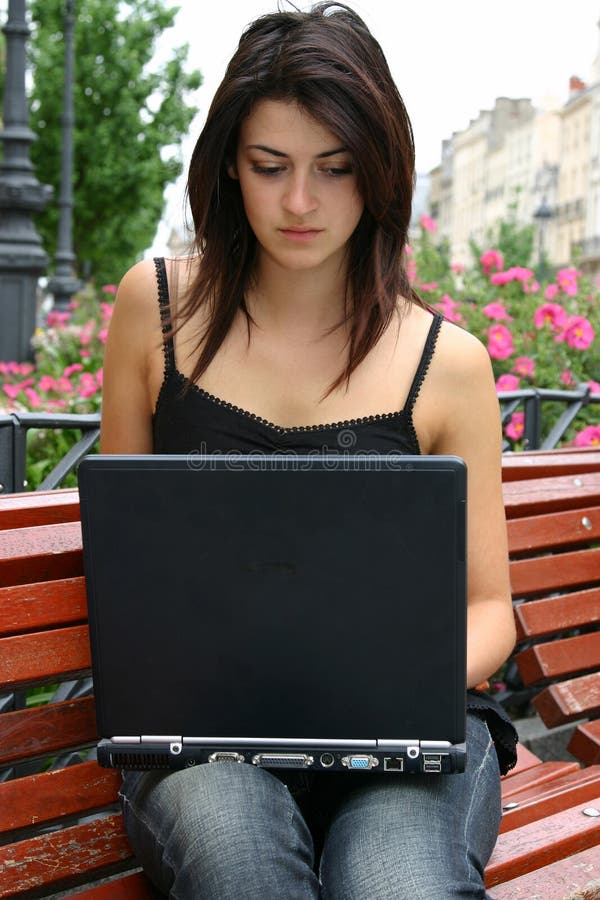 Young lady with notebook stock image. Image of happy, latin - 2599607