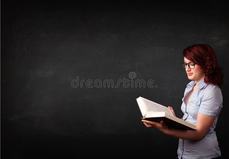 Young lady reading a book stock image. Image of girl - 42124503