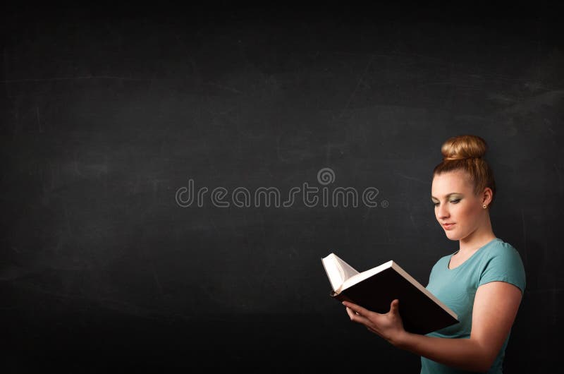 Young lady reading a book stock image. Image of expression - 44379739