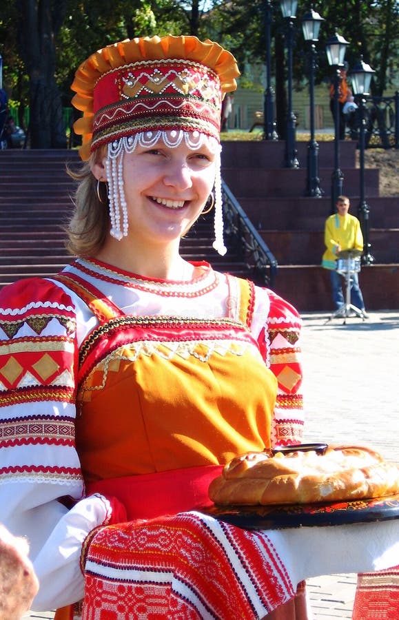 Young Lady in Russian National Costume Editorial Photo - Image of ...