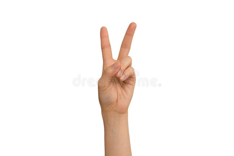 Young Lady S Left Hand V Sign Stock Photo - Image of middle, studio ...